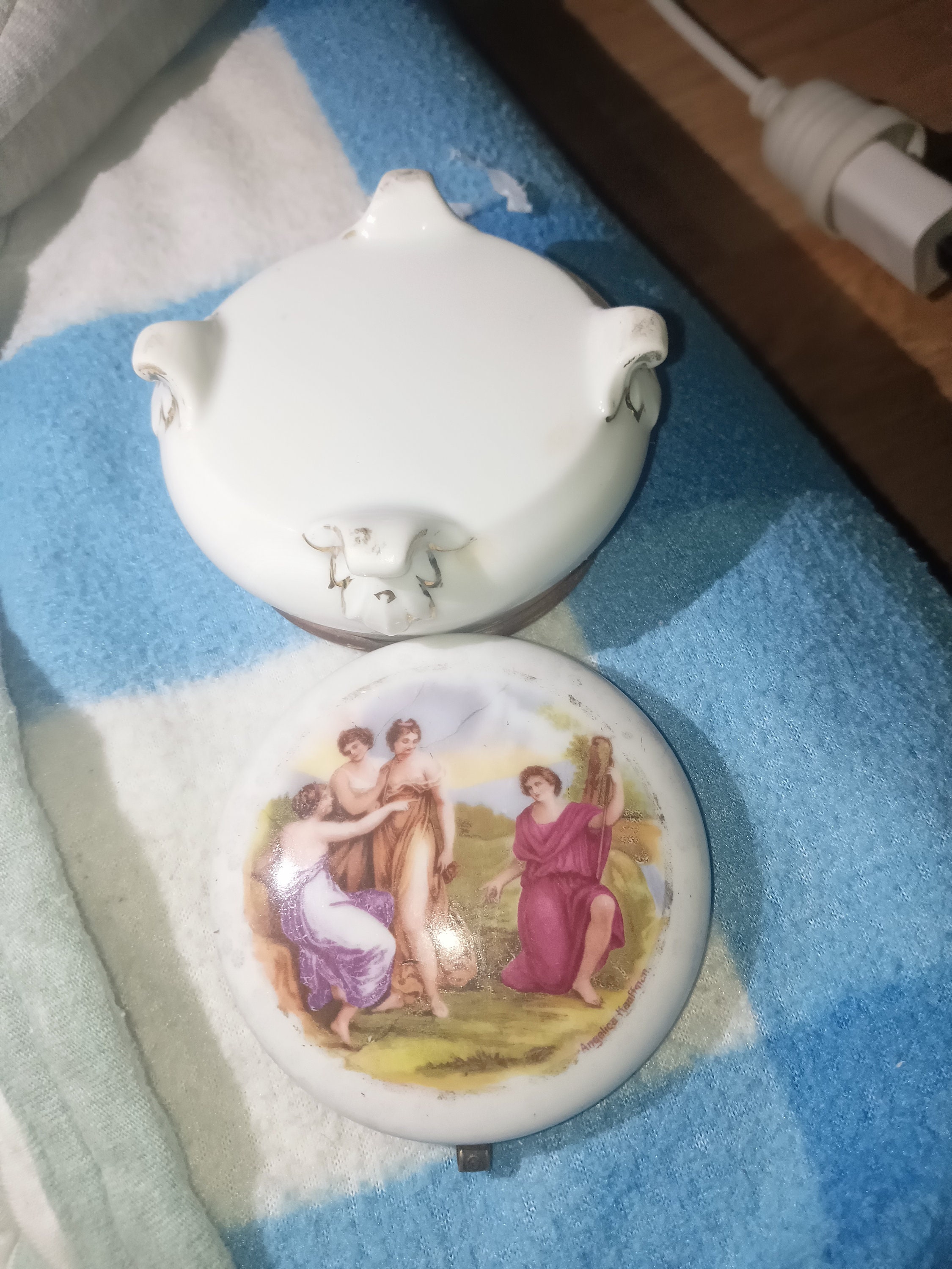 Antique HAND Painted ANGELICA KAUFFMAN Porcelain Patch Box - Etsy