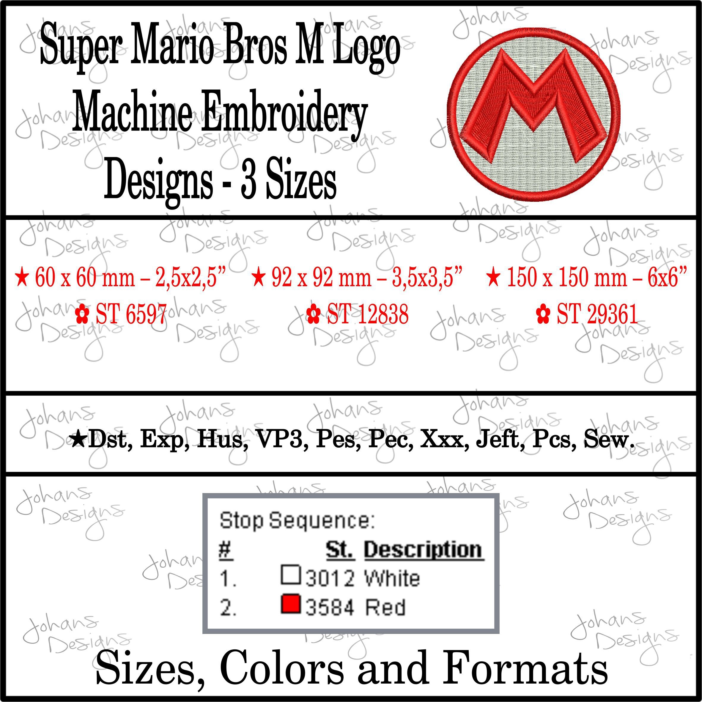 Super Mario Bros M Logo Embroidery Designs - Etsy