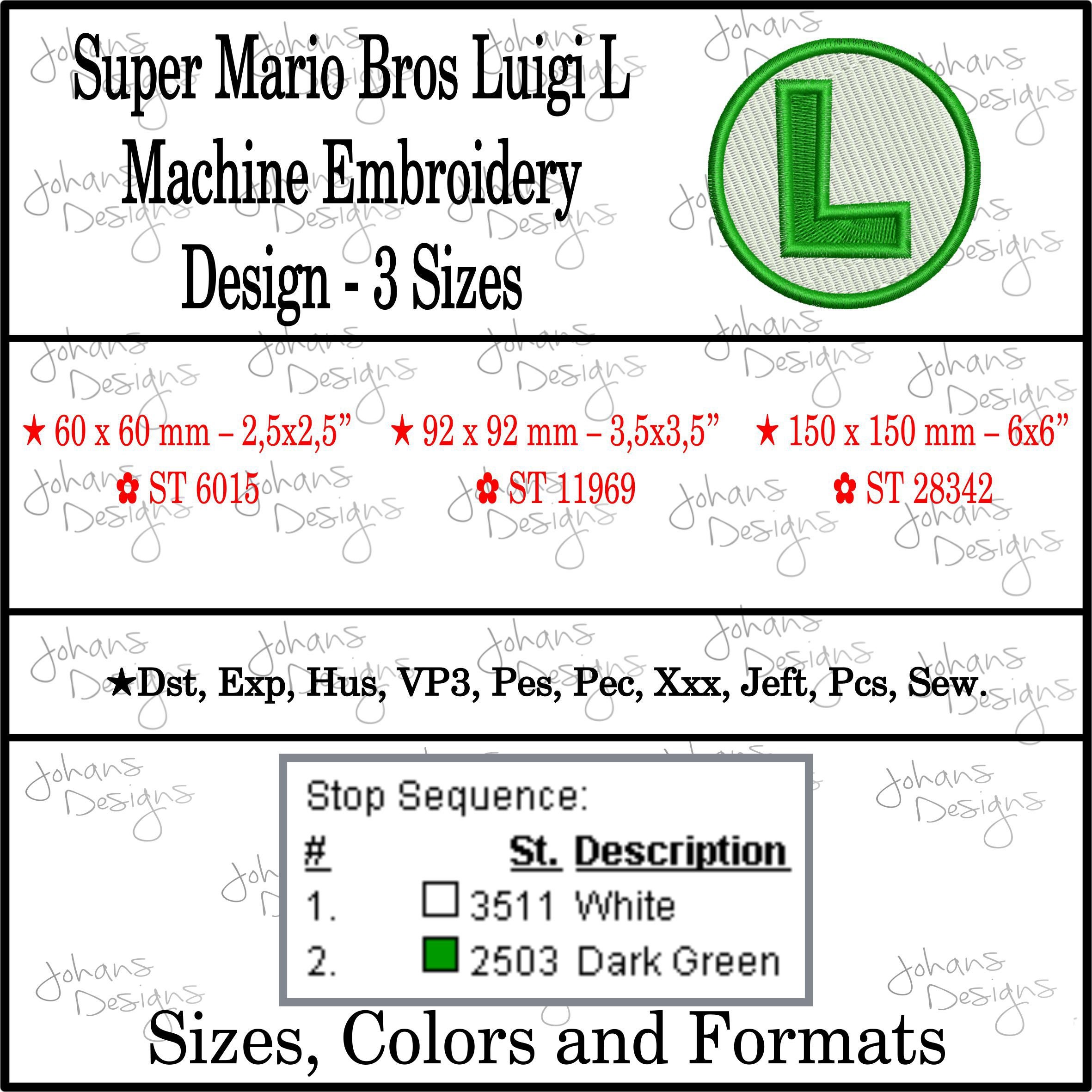 Super Mario Bros Luigi L Embroidery Design - Etsy