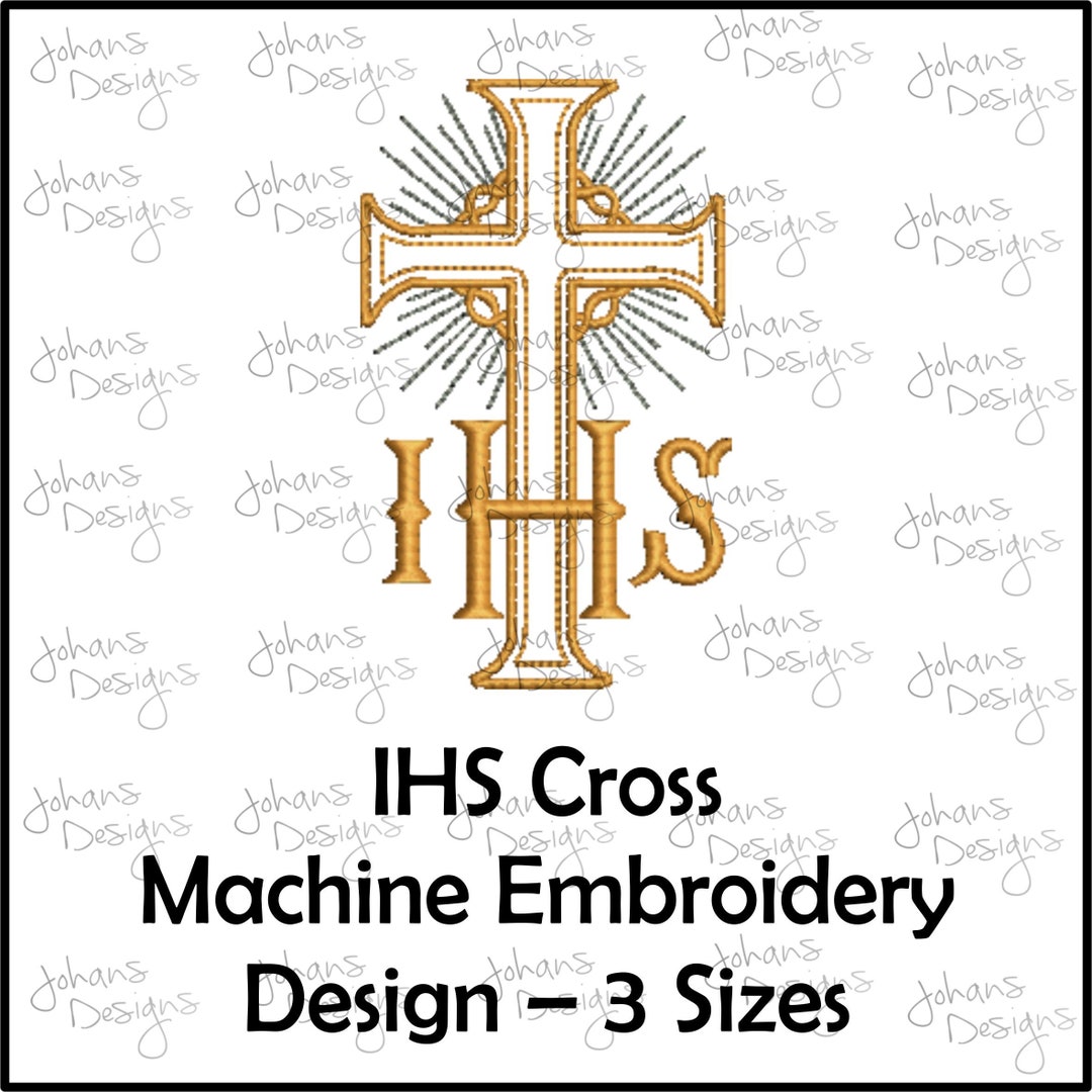 IHS Cross Embroidery Design - Etsy