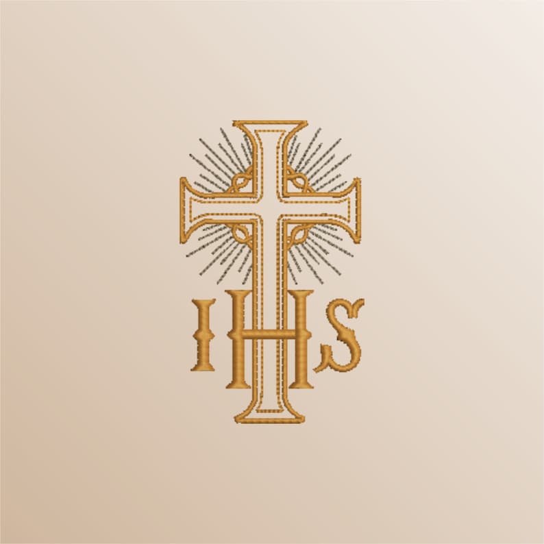 IHS Cross Embroidery Design - Etsy