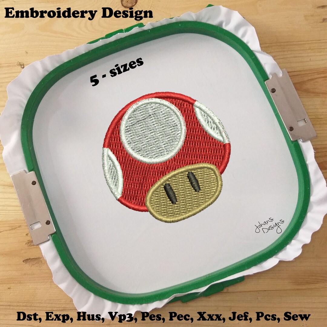Super Mario Mushroom - 1up Embroidery Design - Etsy