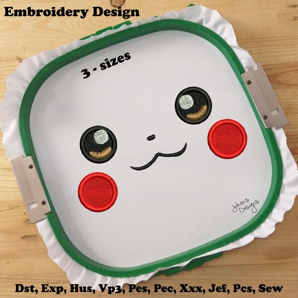 Pikachu Face Embroidery Design - Etsy