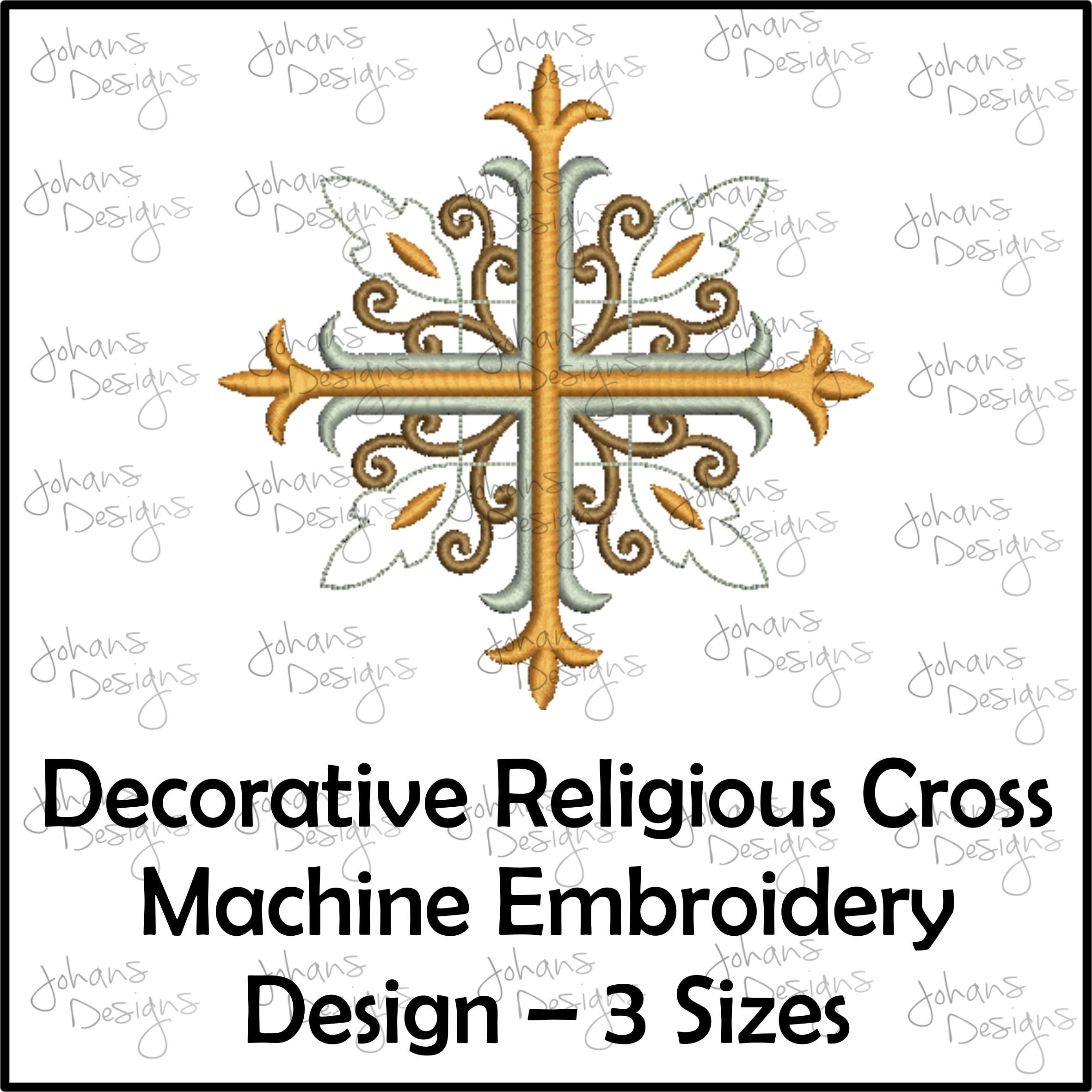 Decorative Religious Cross Embroidery Design - Etsy
