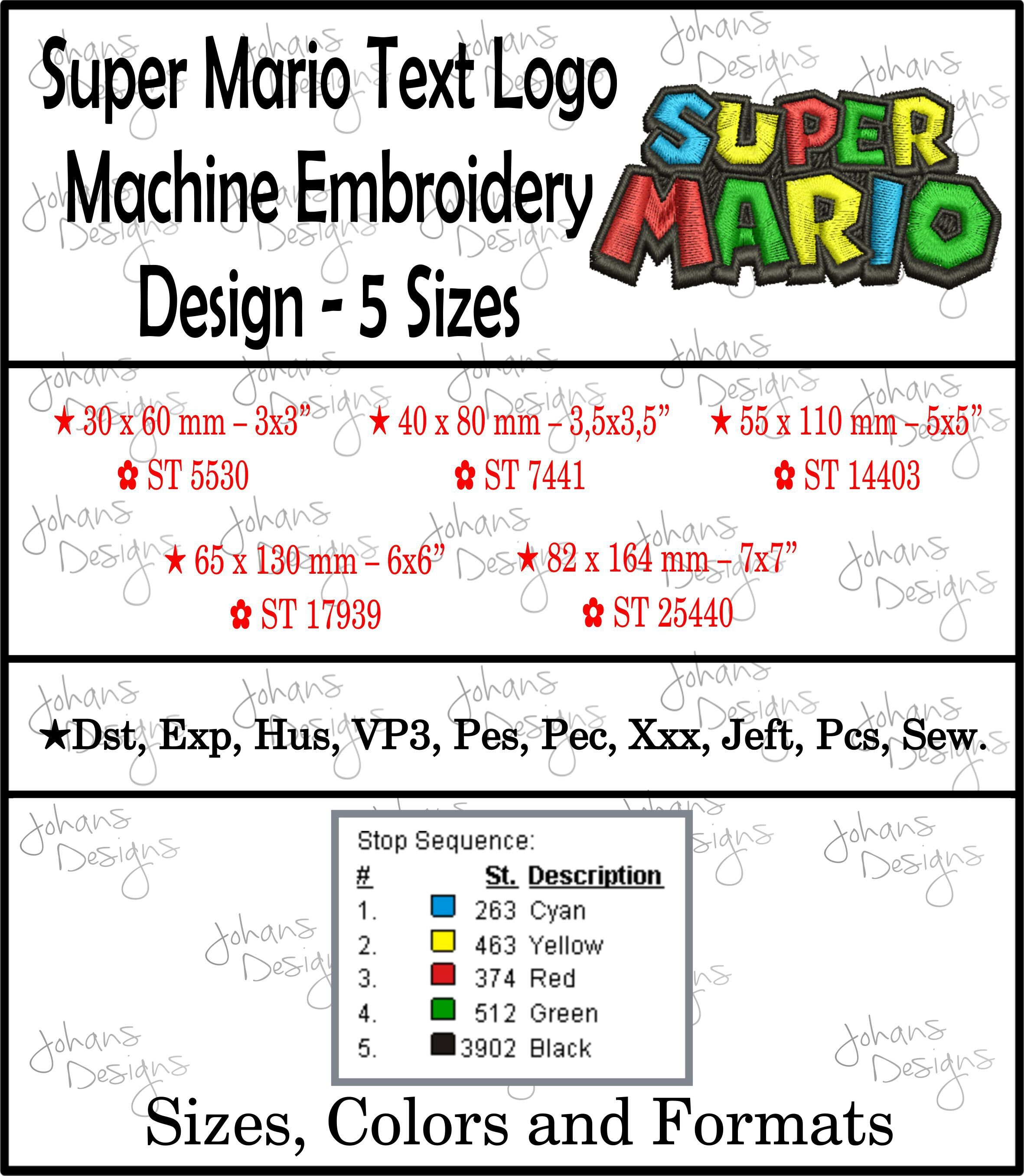 Super Mario Text Logo Embroidery Design - Etsy