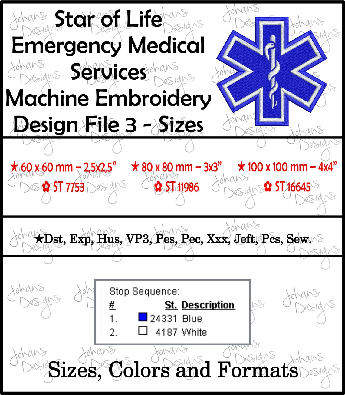 Star of Life Embroidery Design - Etsy