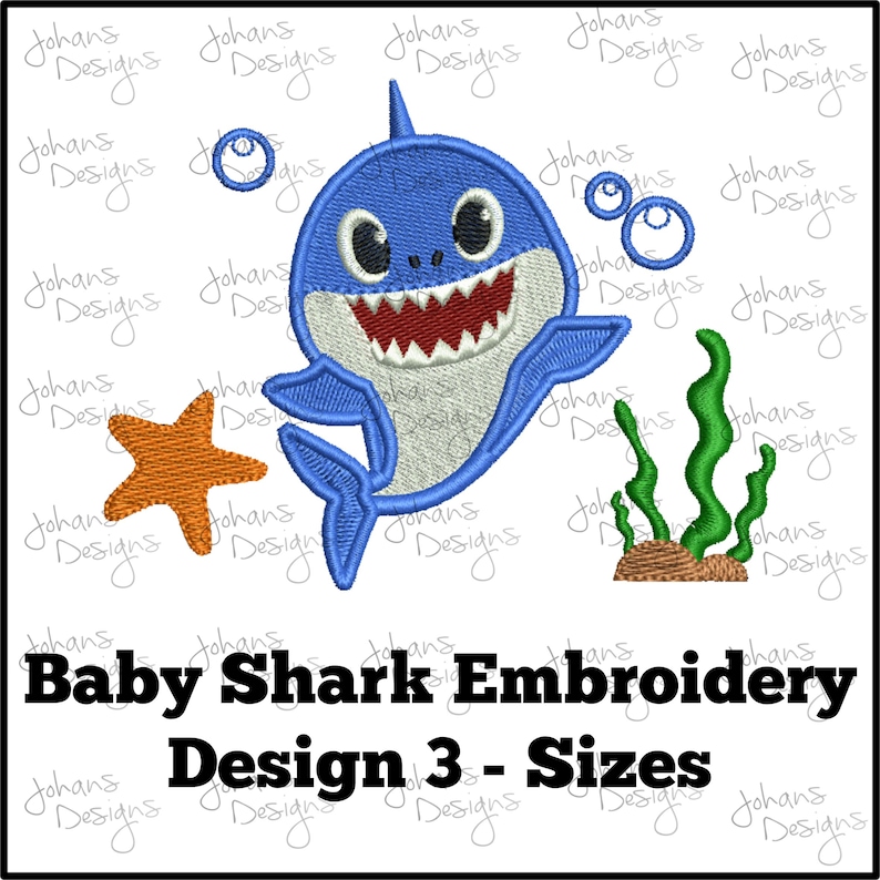 Baby Shark Embroidery Design - Etsy