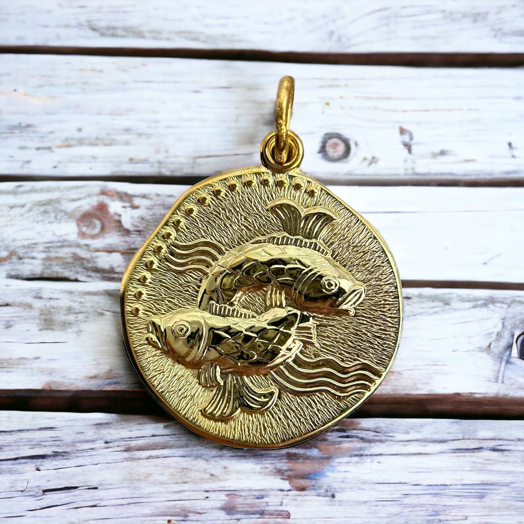 Pisces Pendant Gold 333 Chain Pendant Modern Trend Zodiac Sign Relief ...