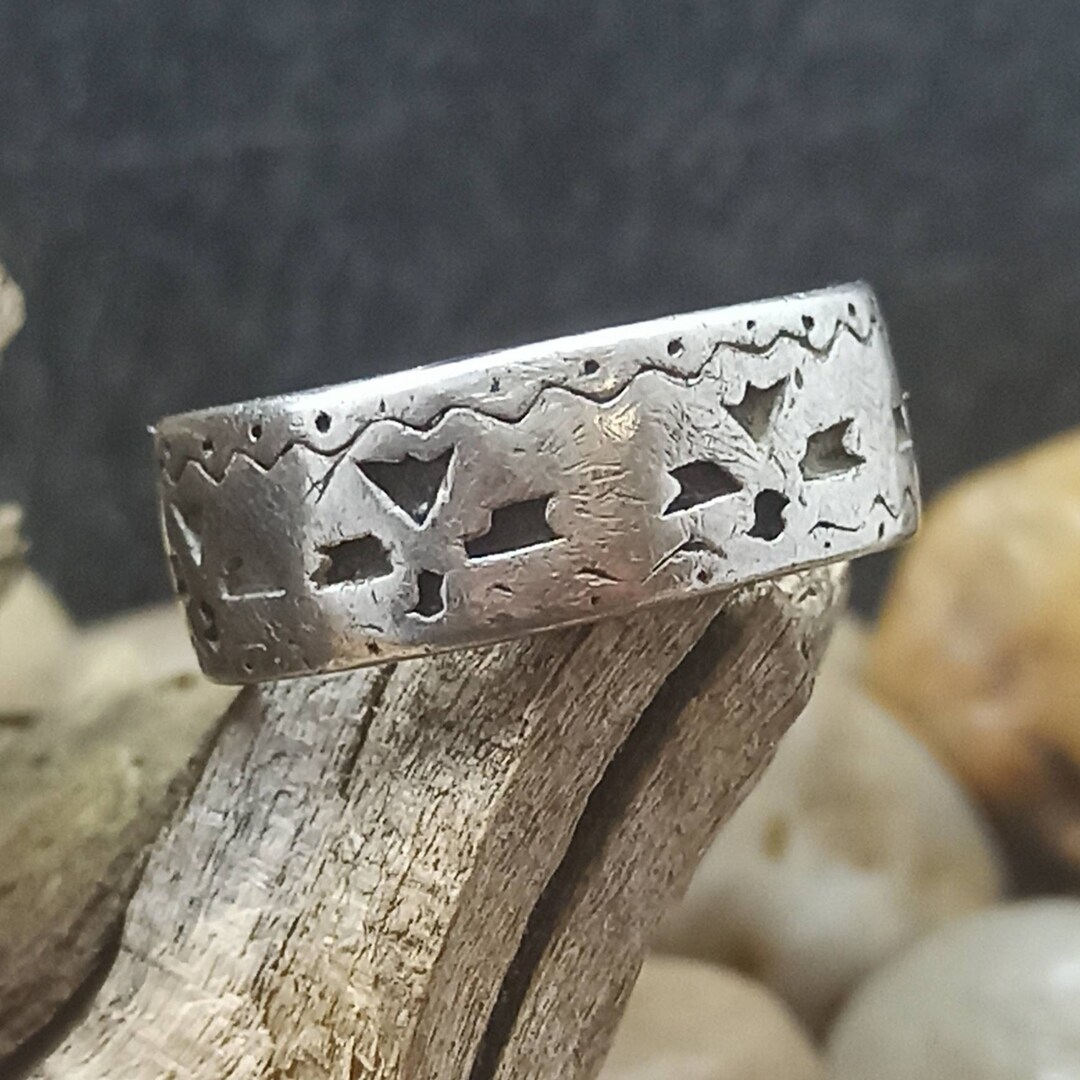 Patina Ring Vintage 925 Silver 17.8 Mm Size 56 Gift Silver Ring Women ...