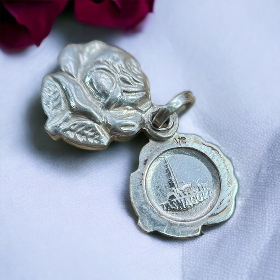 Rose pendant 800 silver 19 x 12 mm vintage gift ladie… - Gem
