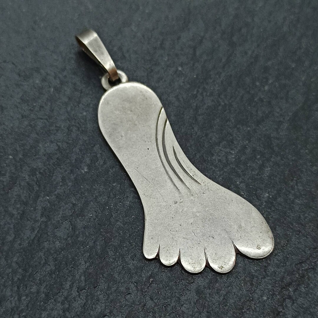 Foot Pendant 800 Silver Vintage Gift Patina 47 X 20 Mm Pendant Old ...