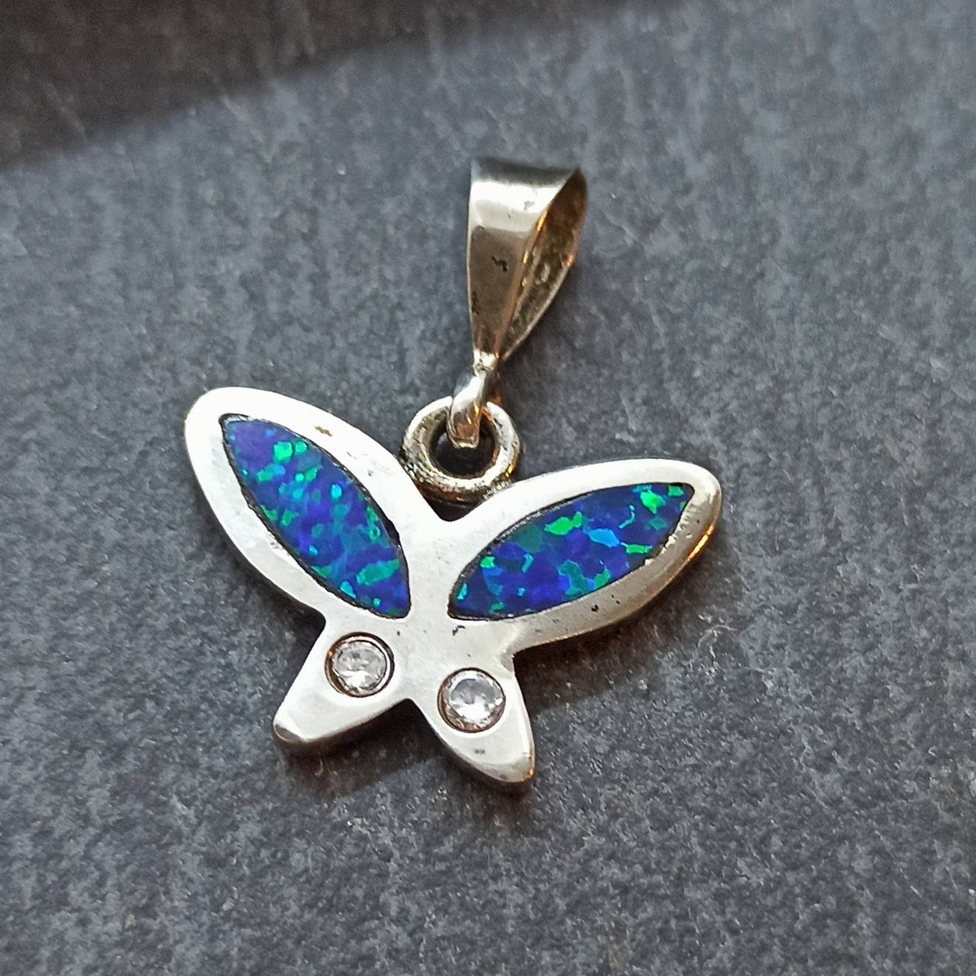 Butterfly Pendant 925 Silver Set With Zirconia Ladies Gift Patina ...