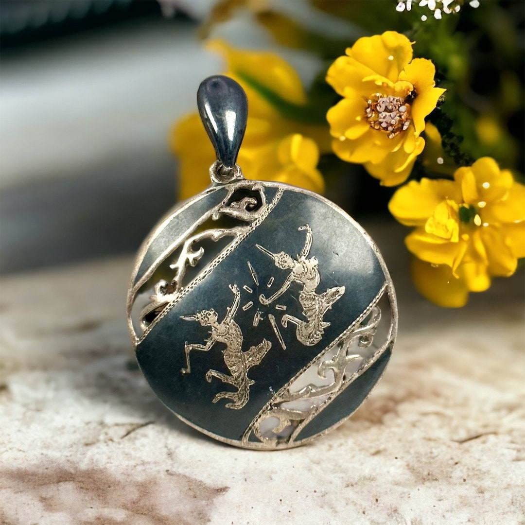 Siam Dancer Pendant 925 Silver Vintage Gift Patina Ladies 48 X 35 Mm ...