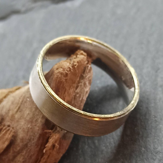 Exclusive ring 925 silver 20 mm size. 63 matt gold-co… - Gem