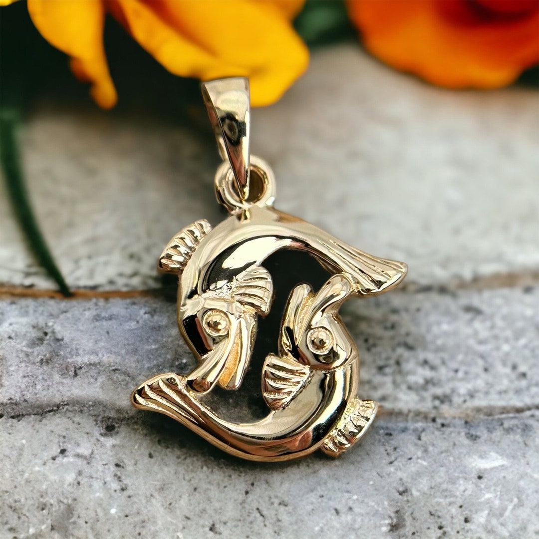 Pisces Pendant Gold 585 Chain Pendant Modern Trend Zodiac Sign ...