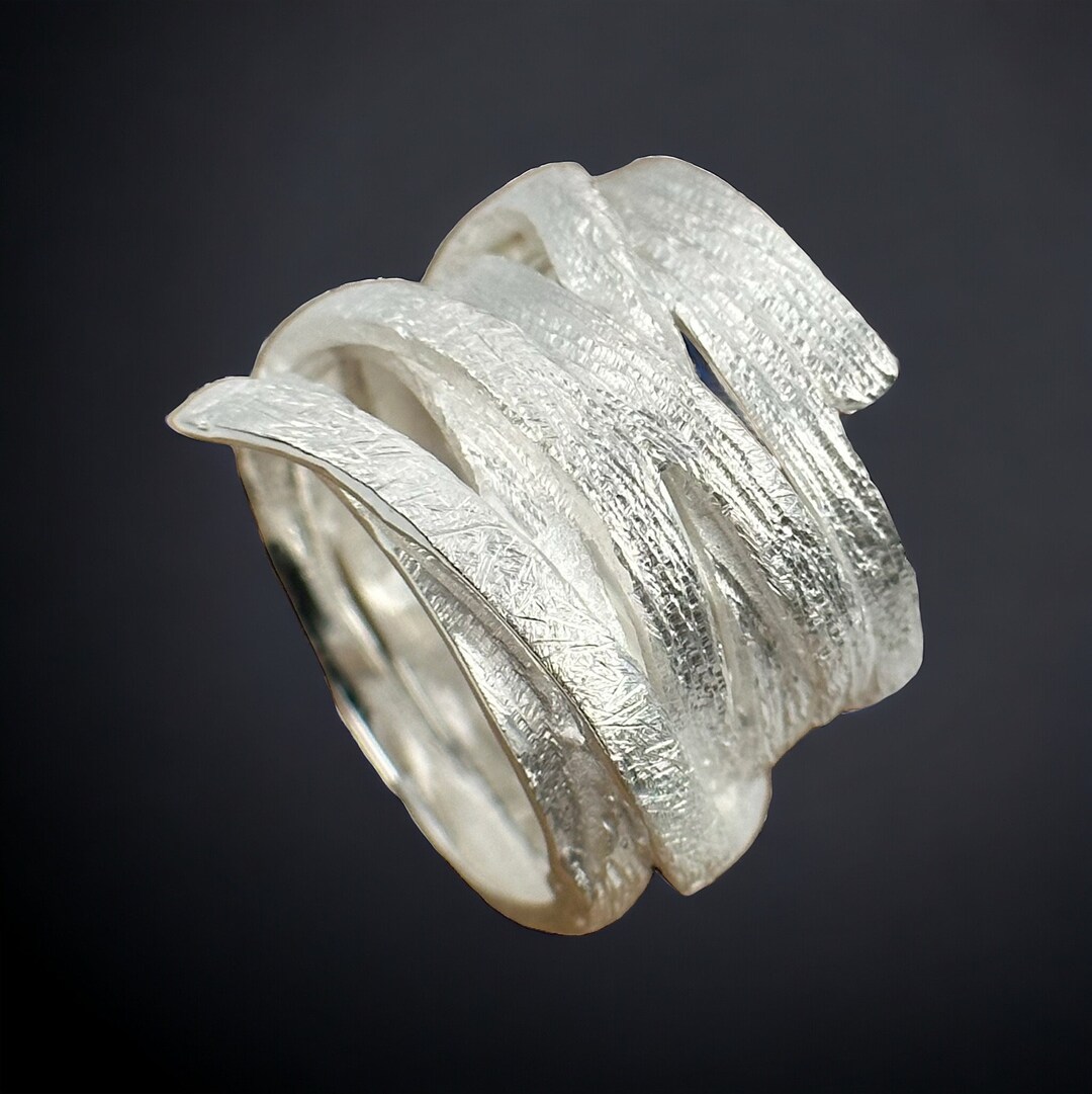 Ice Design Ring 925 Silver 20 Mm Size 63 Gift Women Modern Shape ...