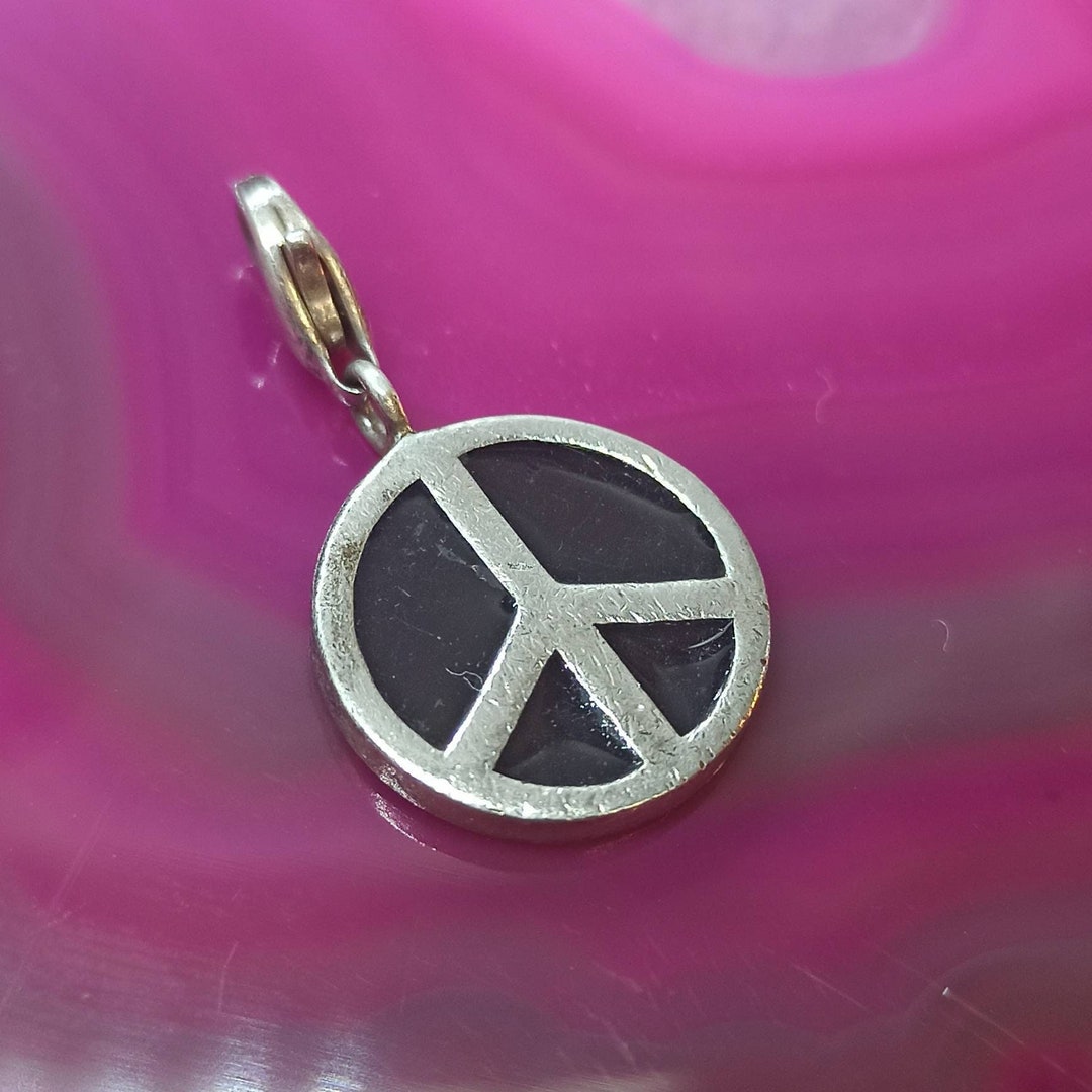 Charm Peace Sign 925 Silver 26 X 15 Mm Peace Jewelry Vintage Gift ...
