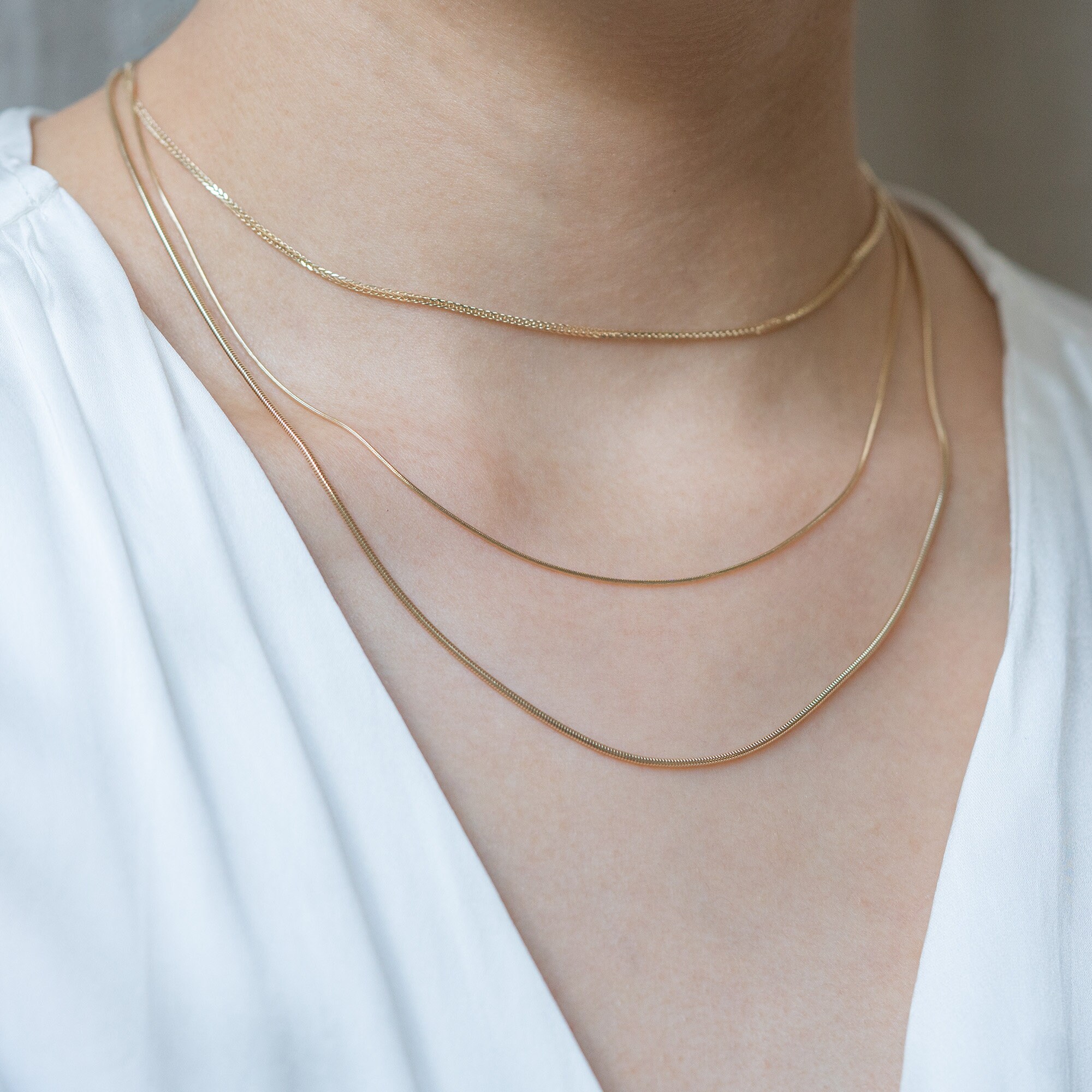14K Solid Gold Snake Chain Necklace | Snake Style Italian Chain - Etsy ...