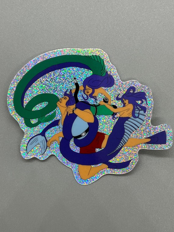 5 Fathom Drowning Man Mermaid Pinball Vinyl Stickers 3 X | Etsy