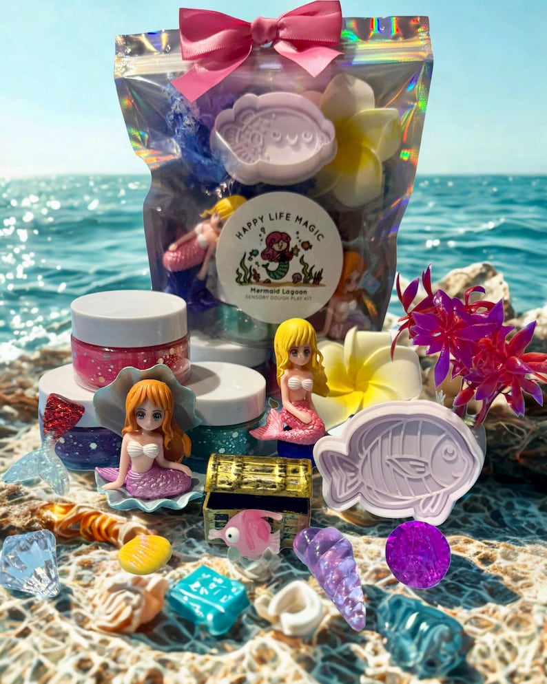 Mini Mermaid Play Dough Kit, Toddler Present,mermaid Party Favors ...