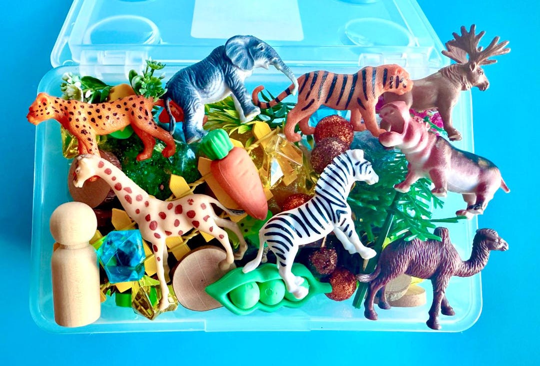 Mid-sized Zoo Play Dough Kit,animal Sensory Bin,dough Play Set,safari ...