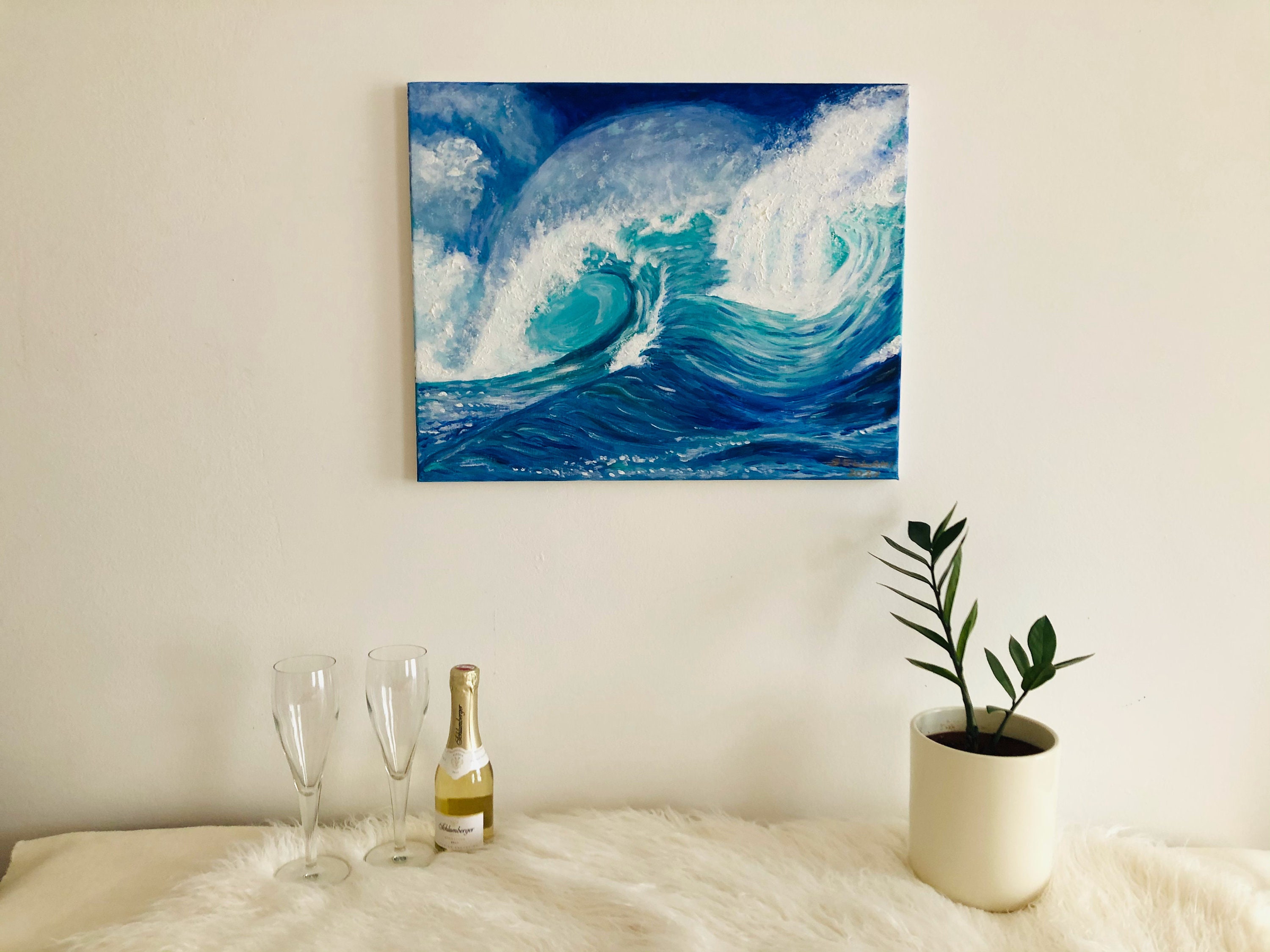 Meereswellen 40x50 - Original-Kunst, Landschaft Malerei auf Leinwand ...