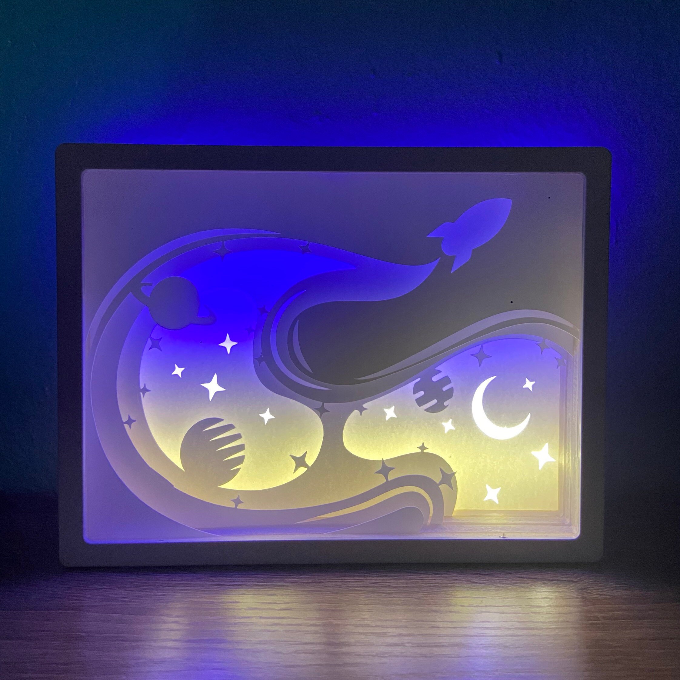 Space Themed Light Box/shadow Box, Pre Lit Shadowbox, Space Shadowbox ...