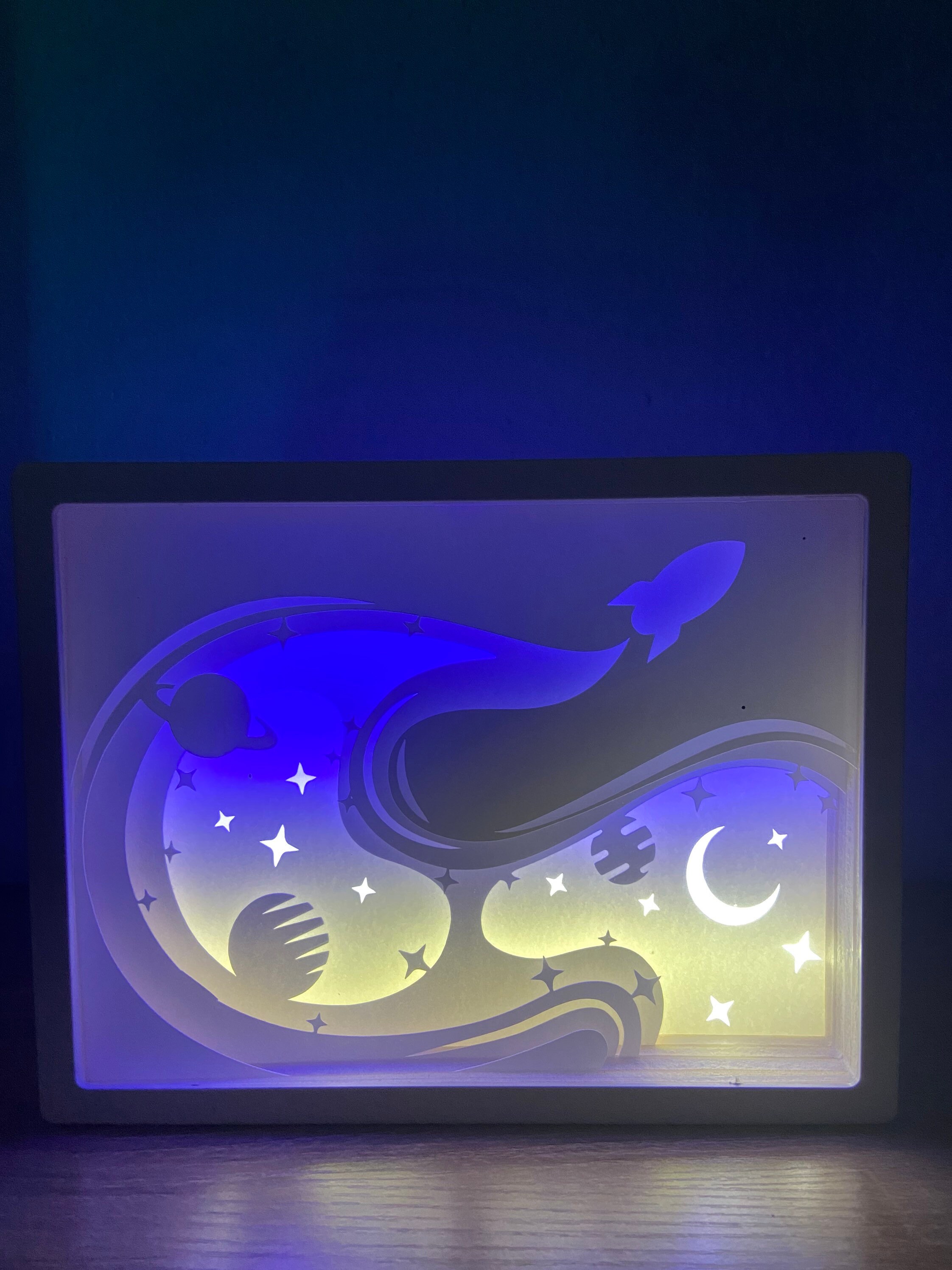 Space Themed Light Box/shadow Box, Pre Lit Shadowbox, Space Shadowbox ...