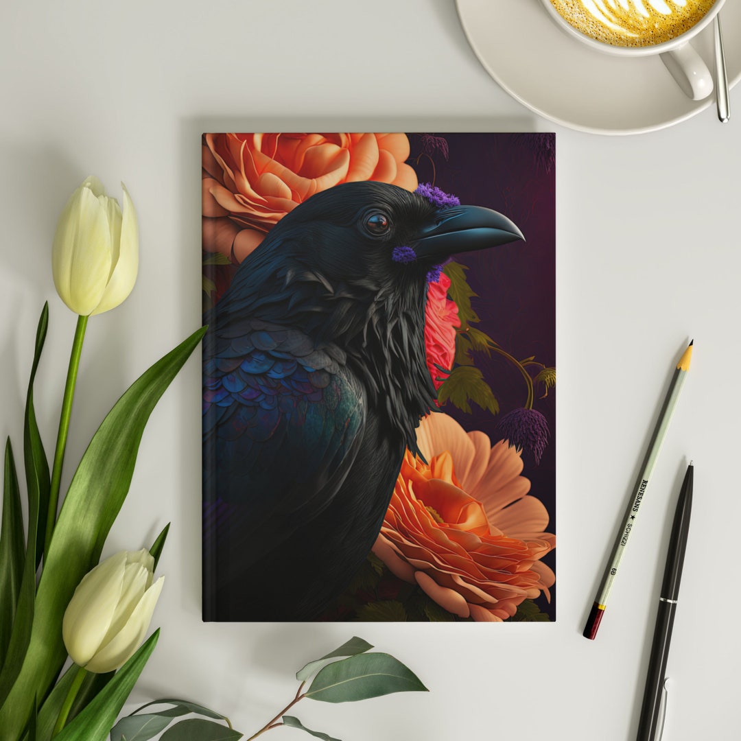 Raven Journal 6x8 Mystic Raven Notebook Wisdom Crow Journal Beautiful ...