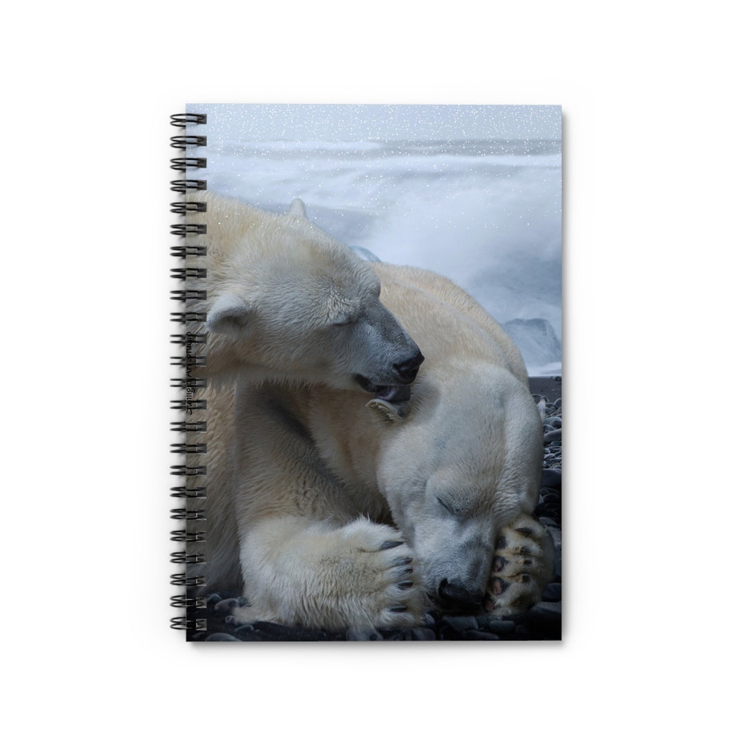 Polar Bears 6x8 Spiral Notebook, White Bears in Snow, 120 Blank Lined ...