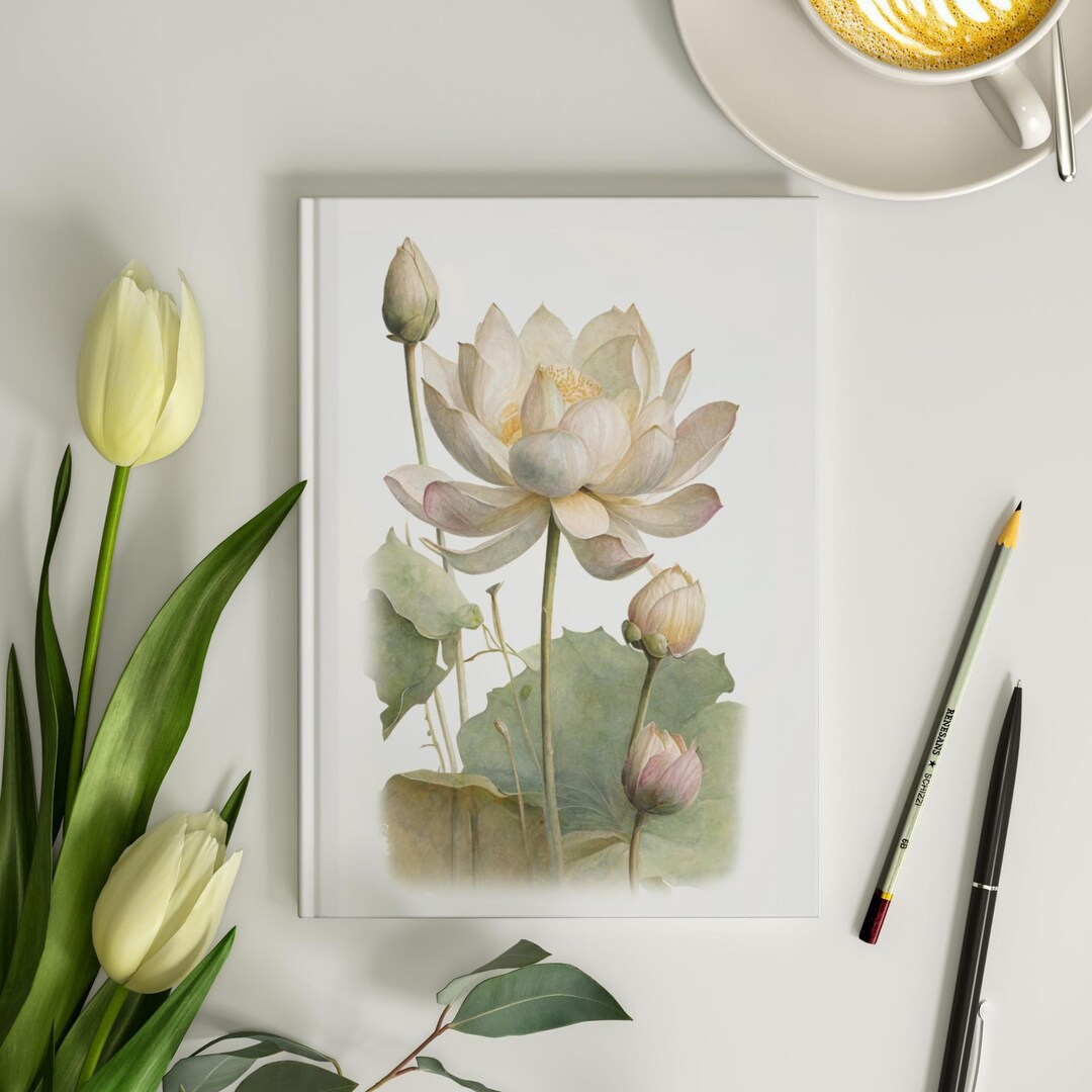Lotus Flower Journal 6x8 Lotus Flower Notebook Retro Lotus Vintage ...