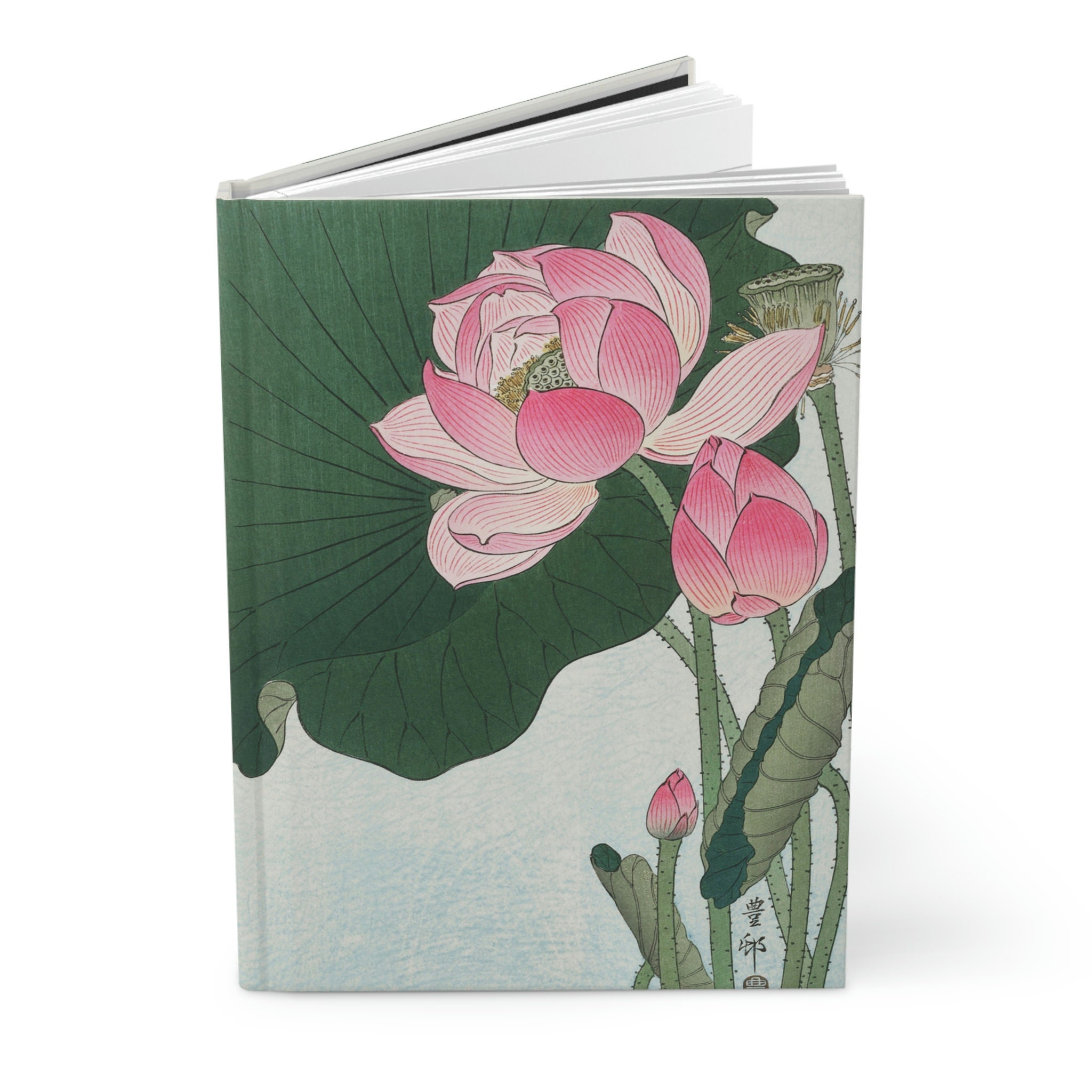 Pink Lotus Flowers 6x8 Hardcover Journal Japanese Vintage Print Art ...