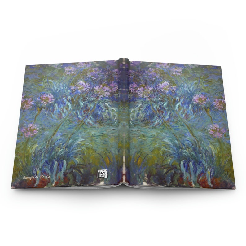 Monet Agapanthus Journal 6x8 Vintage Print Art Floral Painting Claude ...