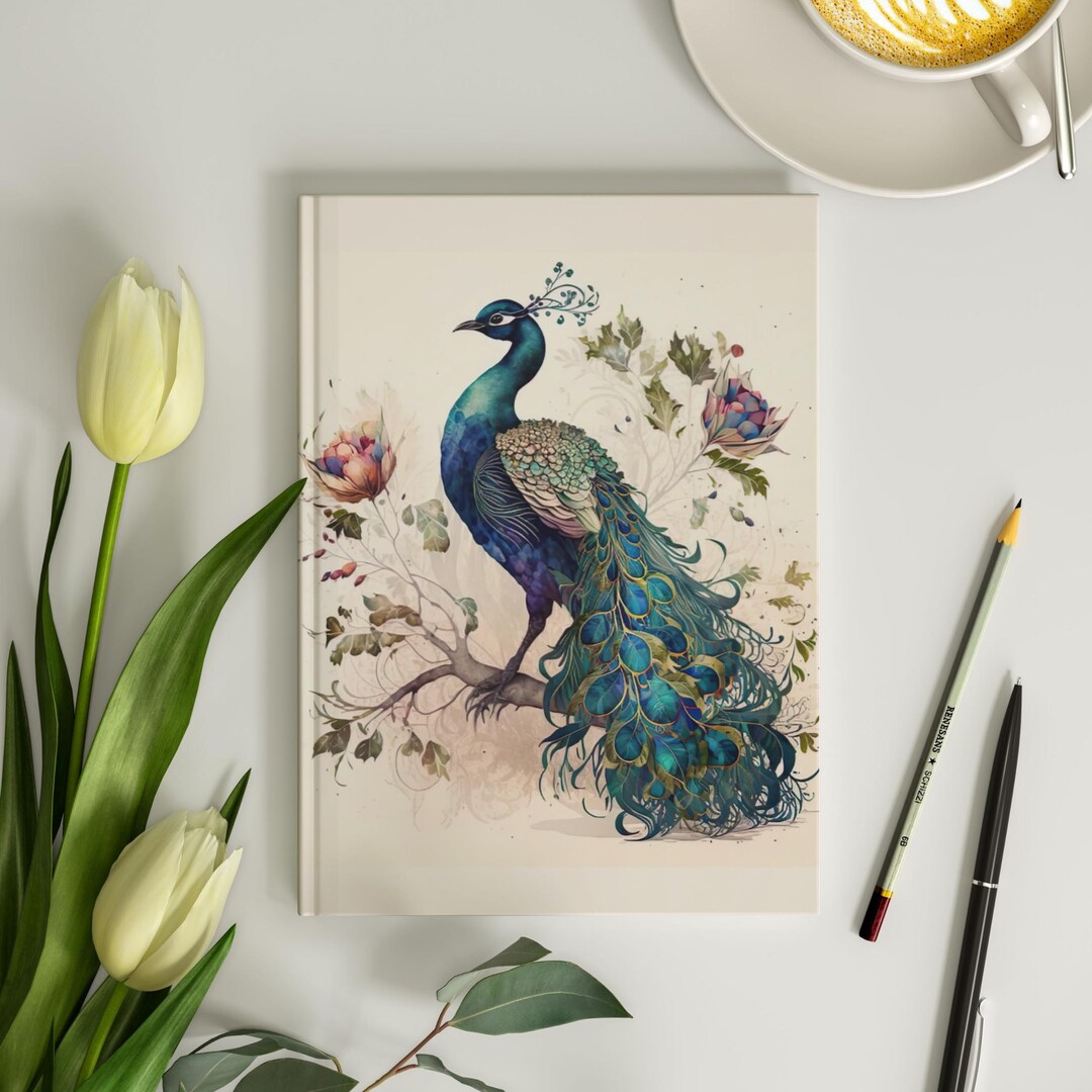 Peacock Journal 6x8 Turquoise Peacock Notebook Male Peacock Notepad ...