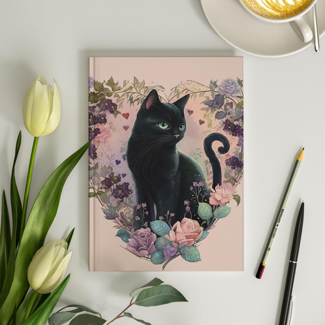 Cute Black Kitten Journal 6x8 Cute Black Cat Journal for Women Cute ...