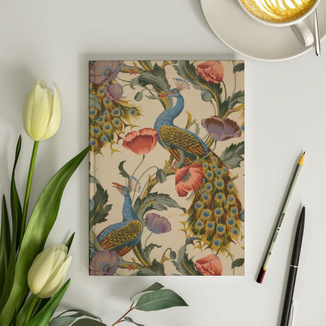 Peacocks Journal 6x8 Peacocks Notebook Poppies and Peacocks Vintage ...