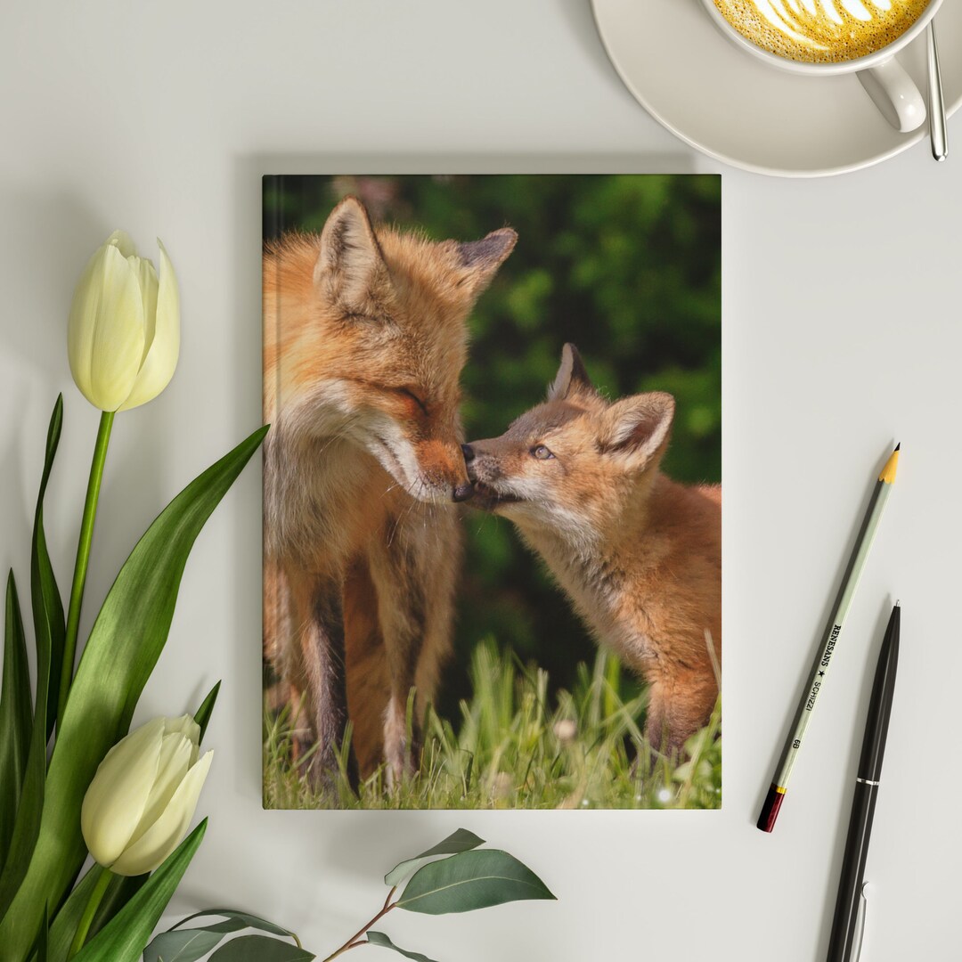 Cute Fox Journal 6x8 Kissing Foxes Notebook Fox Love Writing Journal ...