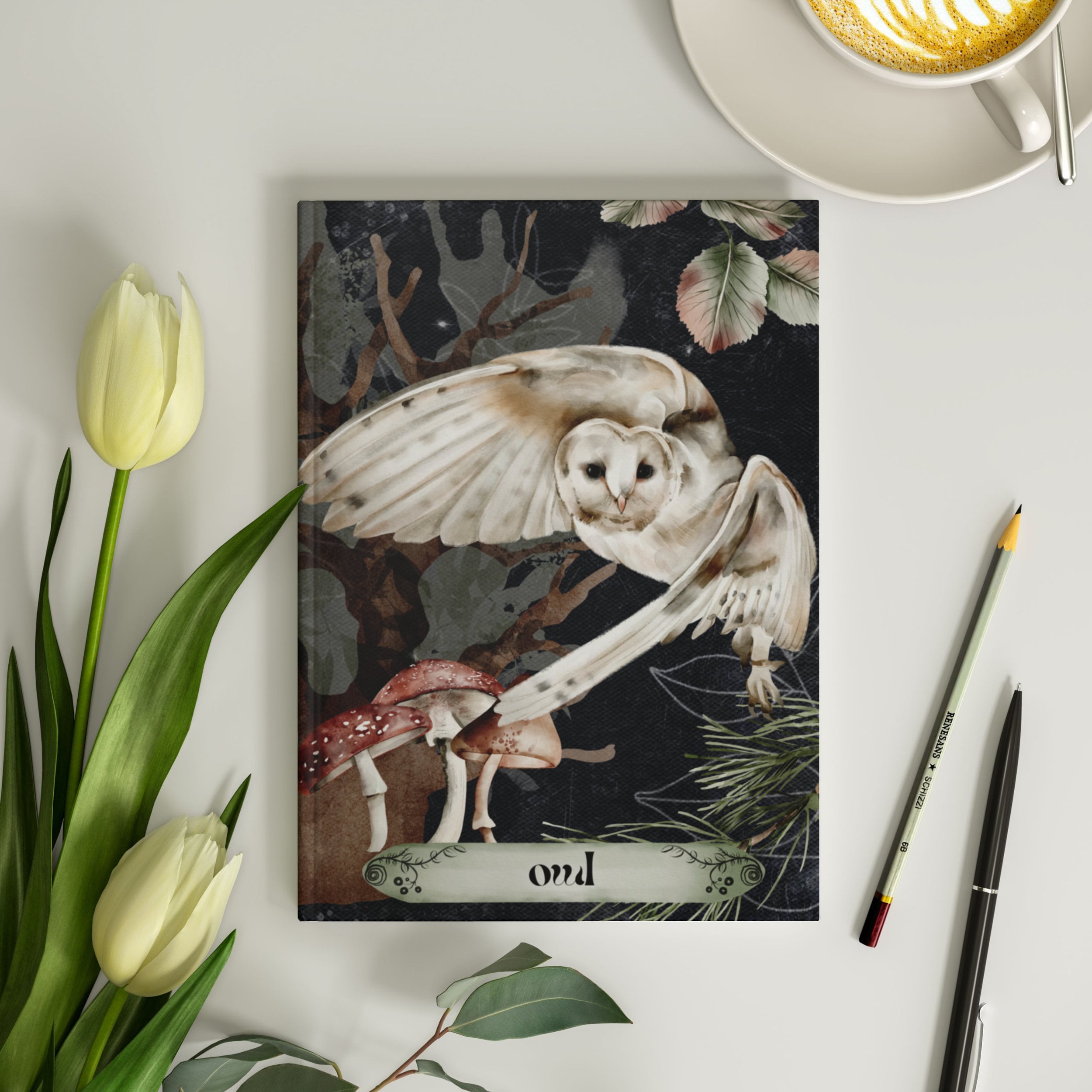 Owl Journal 6x8 Barn Owl Notebook Night Owl Tarot Card Art - Etsy