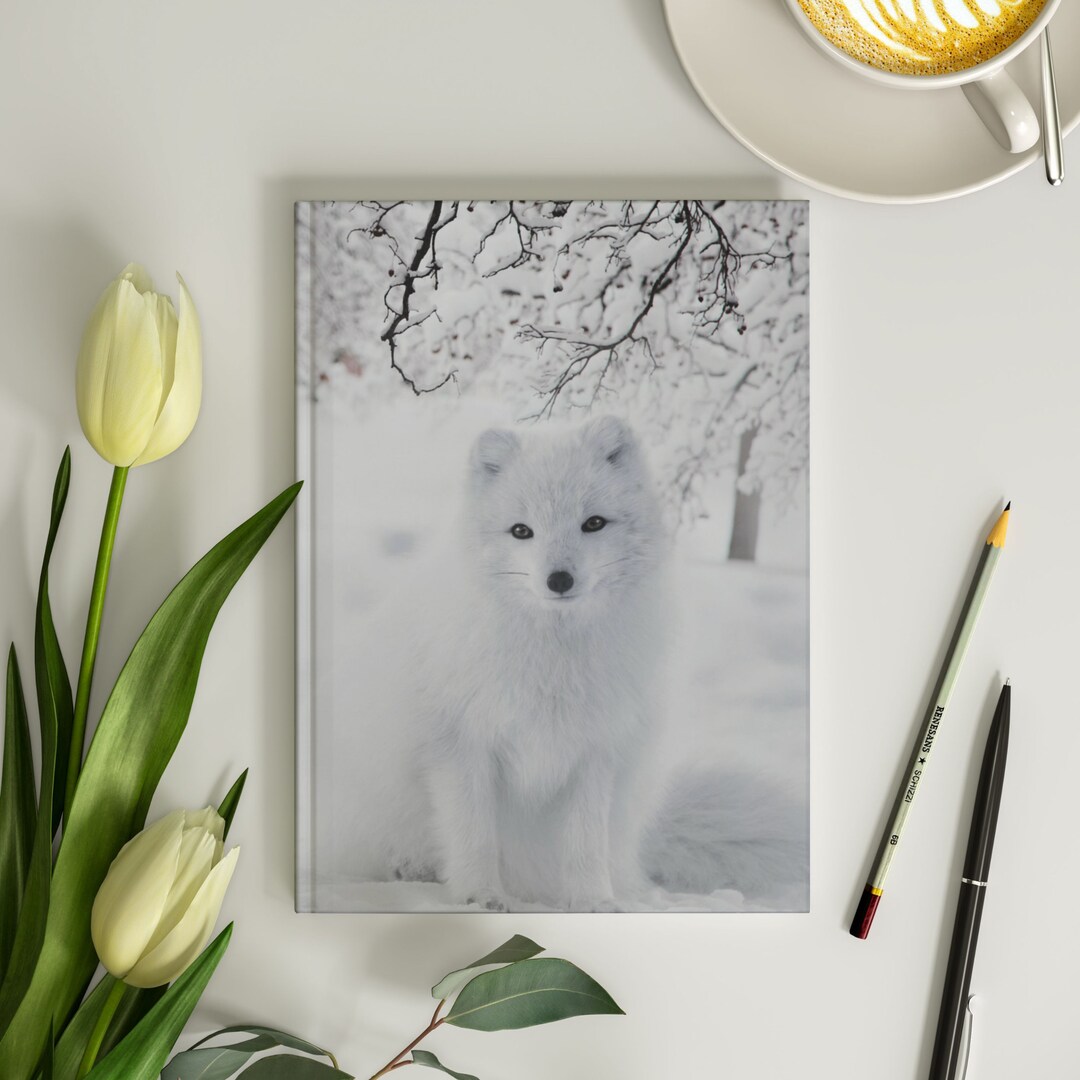 Cute White Fox Journal 6x8 Arctic Fox Notebook Cute Baby Fox Journal ...