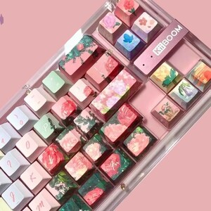 Rose Garden Watercolor Keycap Set - Cherry Profile PBT Keycaps - Roses ...
