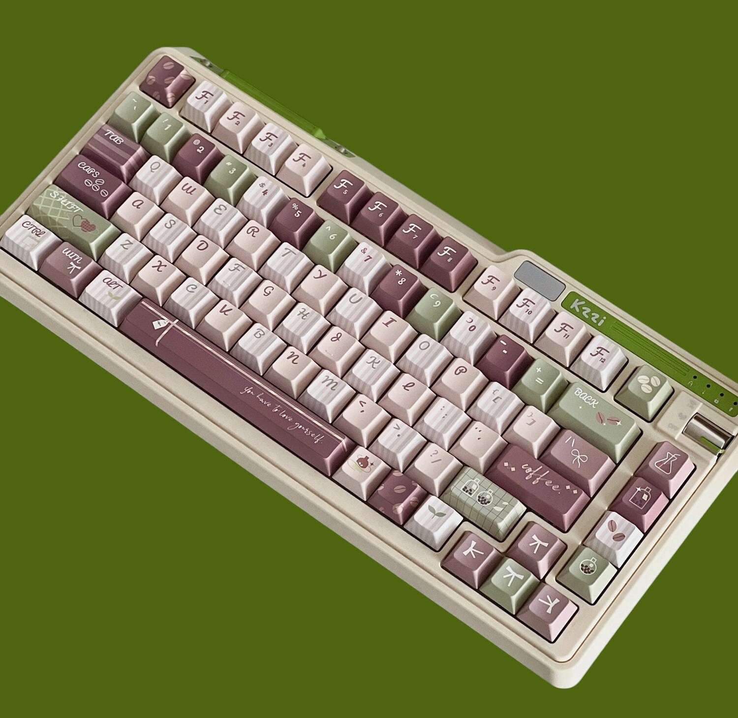 Matcha Latte Keycap Set - Cherry Profile PBT Keycaps - Matcha Coffee ...