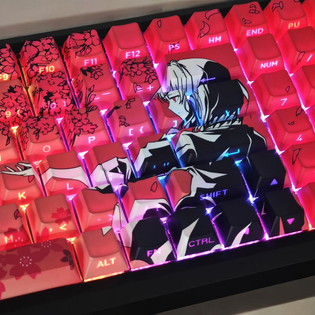 Raven Sakura Keycap Set - Cherry Profile Keycap Set - Shine Through ...