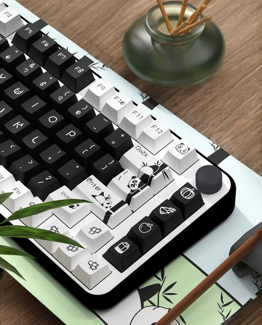 Panda Keycap Set Cherry Profile Keycap Set Bamboo, Forest, Panda, Black ...
