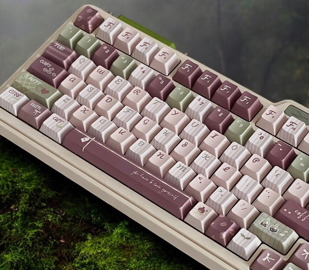 Matcha Latte Keycap Set - Cherry Profile PBT Keycaps - Matcha Coffee ...