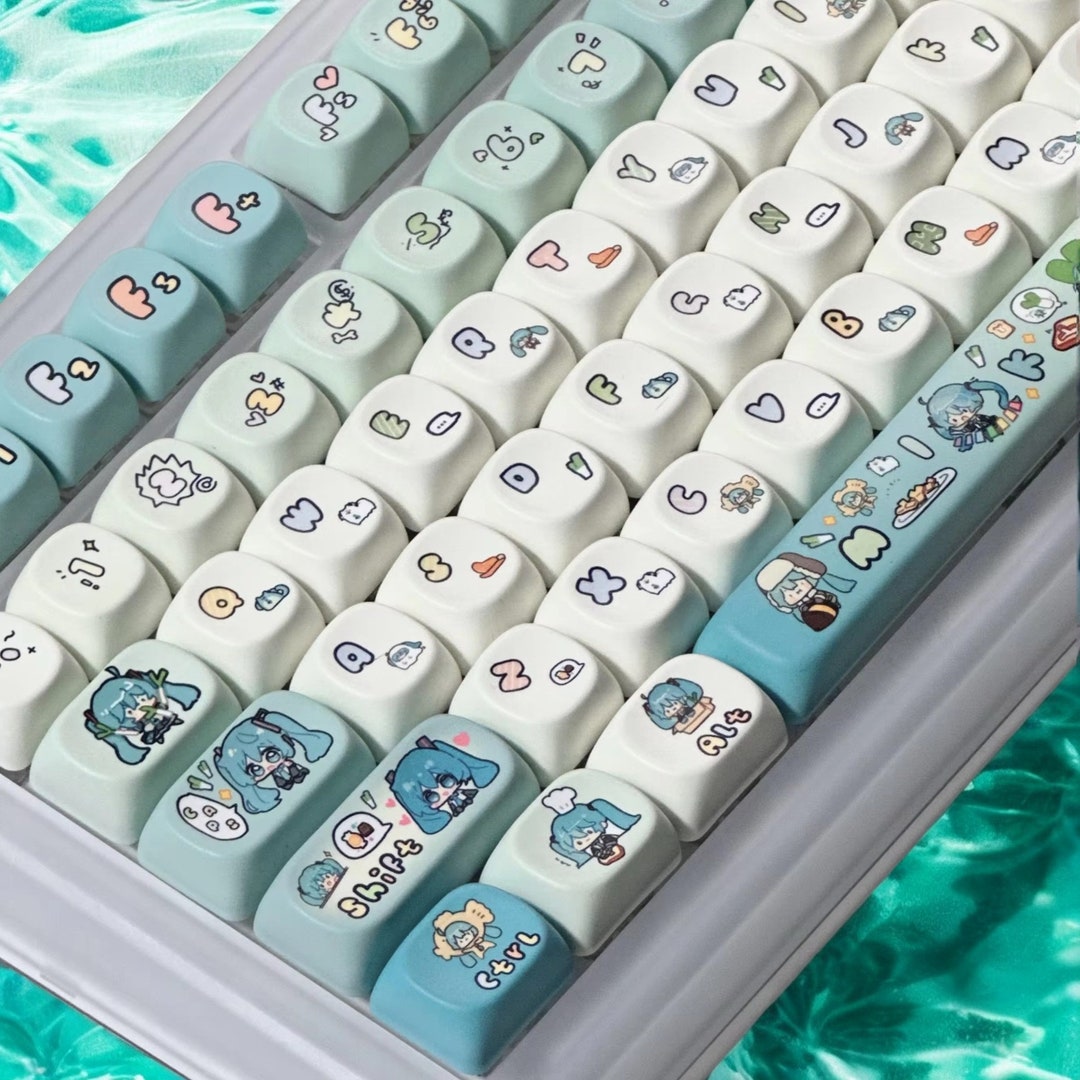 Hatsune Miku English PBT MOA Profile Keycap Set - Cute Keycaps - Custom ...