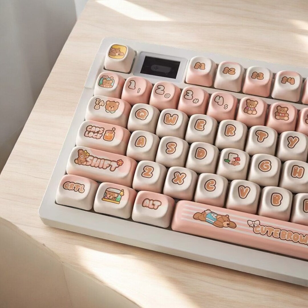 Cute Bear PBT MOA Profile Keycap Set Cute Keycaps Custom Novelty ...
