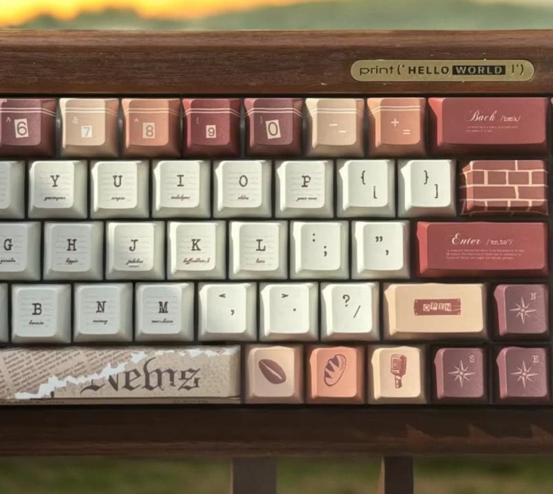 Retro Morning Paper Coffee Keycap Set -cherry Profile Keycap Set ...