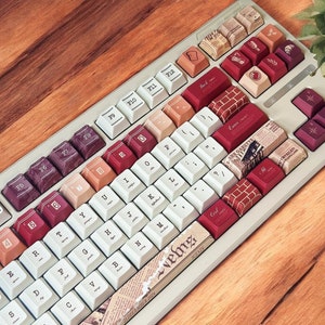 Retro Morning Paper Coffee Keycap Set -cherry Profile Keycap Set ...