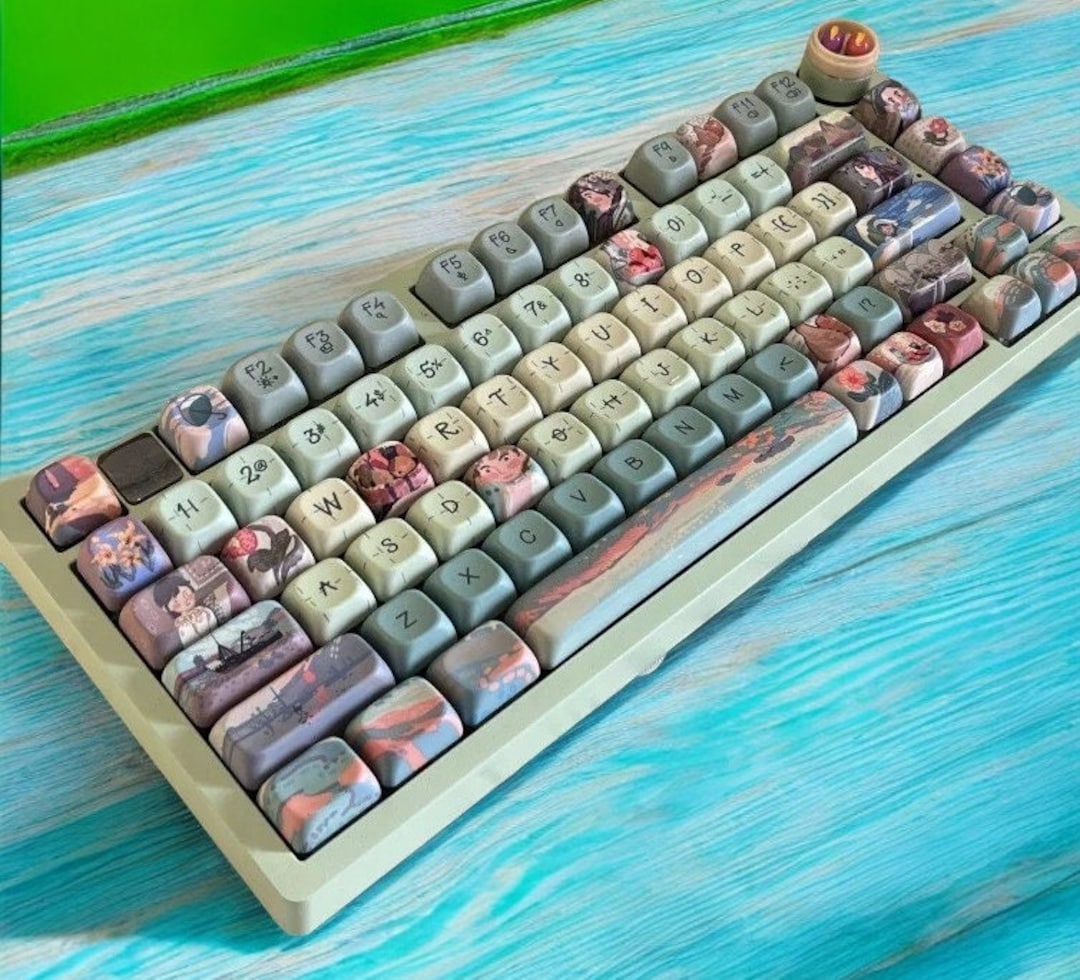 Green Van Gogh Premium Keycap Set - Custom Novelty Art Keycaps - Cherry ...
