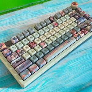 Green Van Gogh Premium Keycap Set Custom Novelty Art Keycaps Cherry and ...